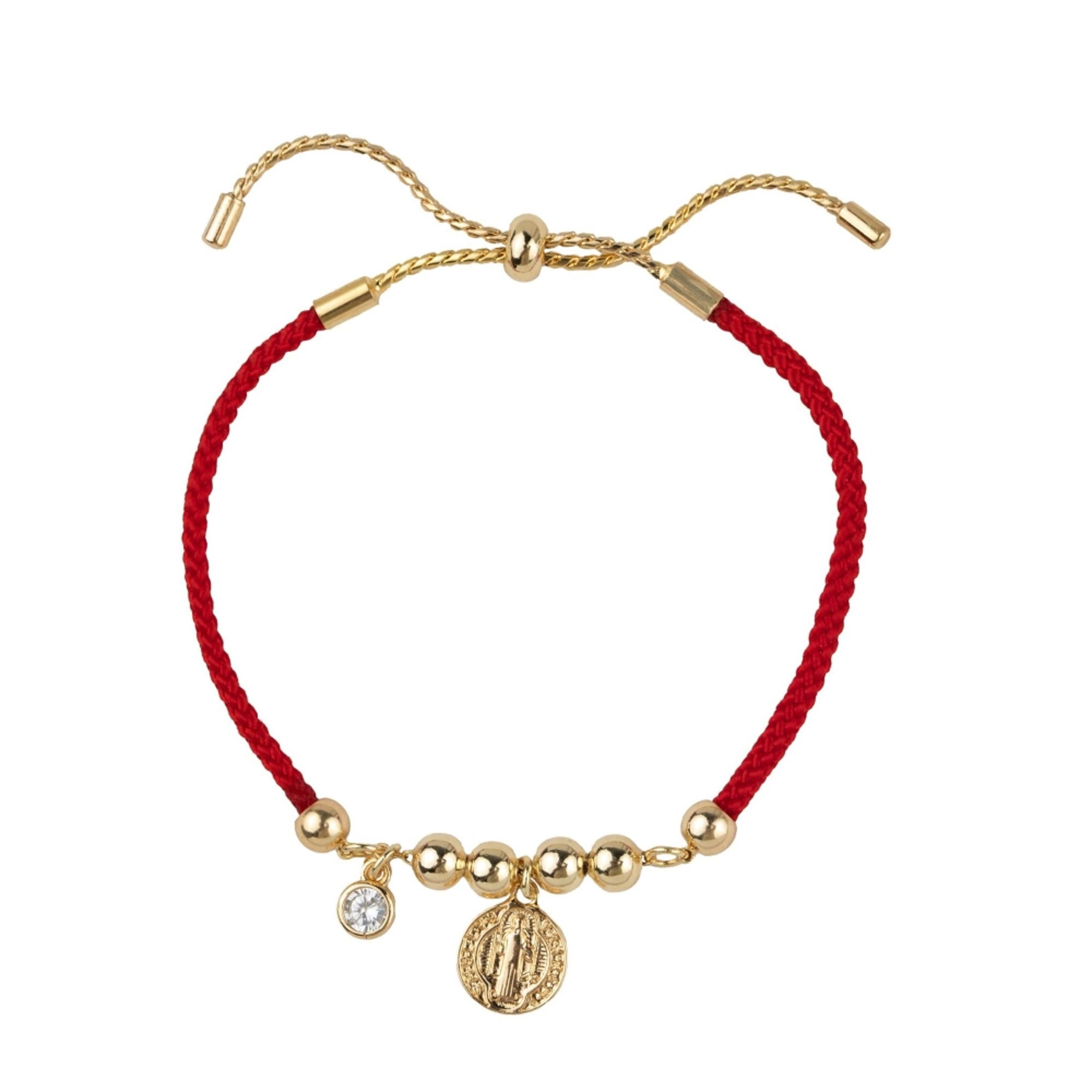 Pulsera hilo rojo medalla san benito ajustable – Colore