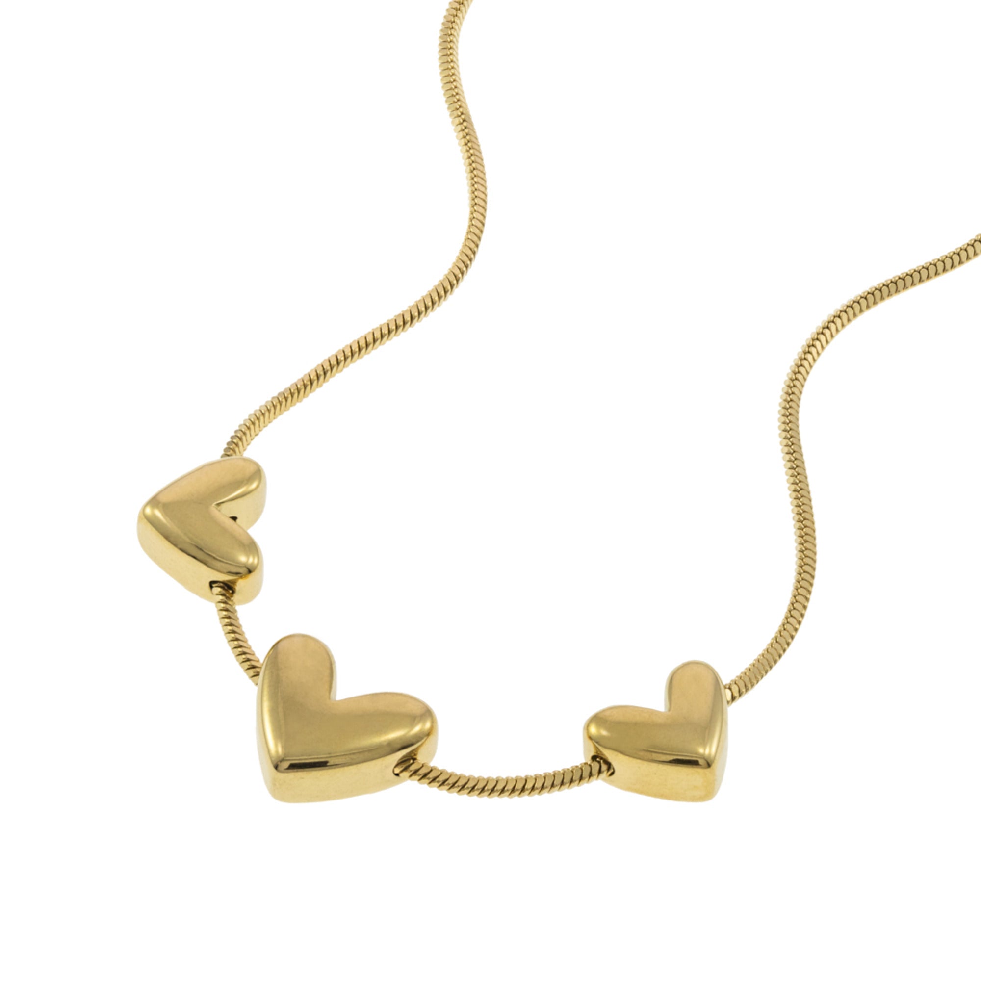 Collar cadena cola de rata con corazones lisos 45cm – Colore