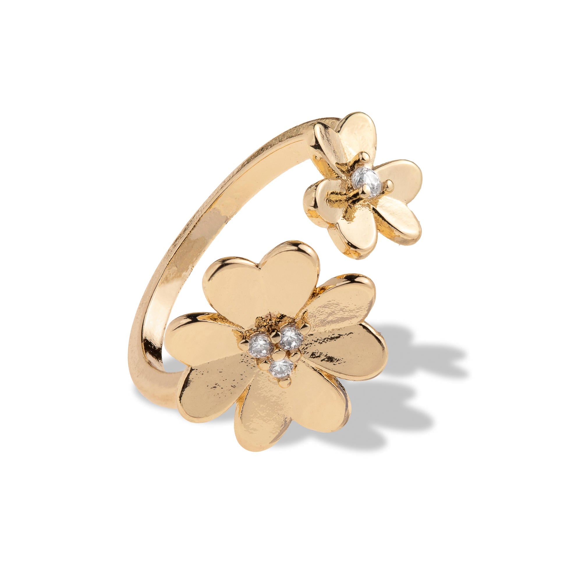 Anillo ajustable flores con circonias 12mm – Colore