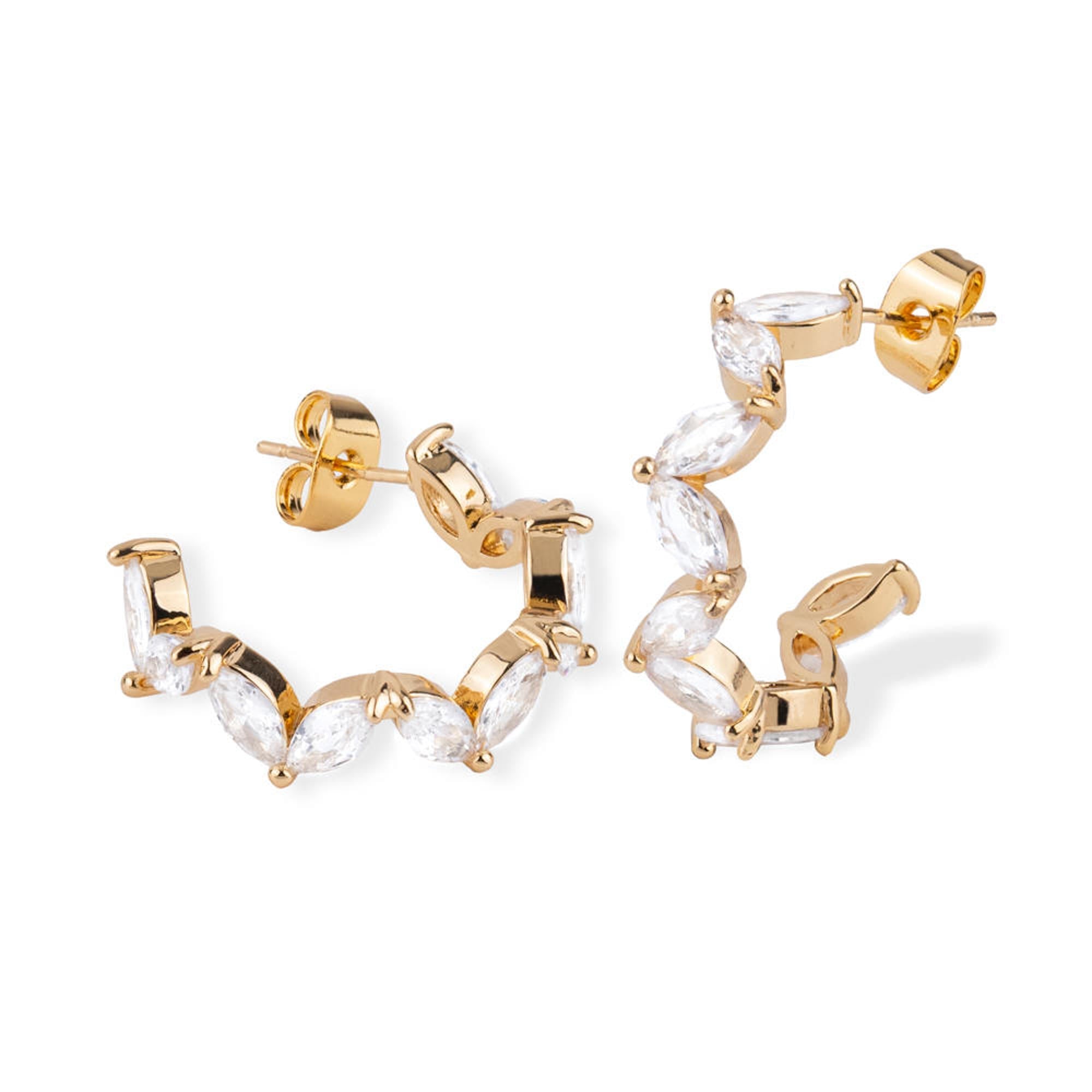 Media arracada en zigzag circonias marquise 22mm – Colore