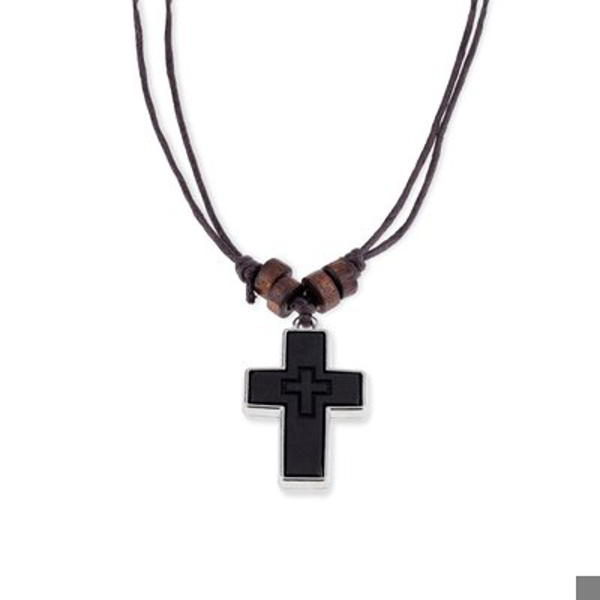 Collar de hilo ajustable con cruz de madera negra 70cm/33mm – Colore